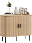 HOMCOM Vintage Komoda s 2 Posuvnými Dveřmi a Přihrádkami pro Obývací Pokoj, Kuchyni, Jídelnu 90x40x75 cm Dub | Aosom