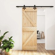 Posuvné Dveře S Kováním 70 X 210 Cm Masivní Borové Dřevo