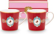 Pip Studio Love Birds sada 2 ks hrnků 165ml, červená