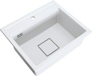Gamma Quadro 5850, 1-komorový granitový dřez 580x495x220 mm, bílá, GMA-ZLE000234