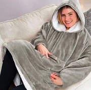 VERK Deka s rukávy a kapucí Huggle Hoodie - šedá