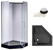 BPS-koupelny Pětiúhelníkový sprchový kout HYD-PK91B 90x90 chrom/transparent + vanička HYD-PSV-SXL07B černá