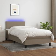 Box spring postel s matrací a LED taupe 90x190 cm textil