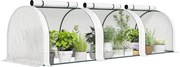 Outsunny mini skleníkový tunel pro rajčata 3 × 1 × 0,80 m, práškově lakovaný ocelový rám, vysokohustotní PE 140 g/m², odolný proti UV, 3 rolovací zip-