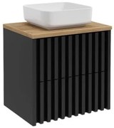 Koupelnová skříňka s dubovou krycí deskou SAT Delano 60x56x45 cm černá DELANO60ZCDE