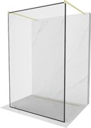 Mexen Kioto, sprchová zástěna Walk-In 110 x 200 cm, 8mm sklo černý vzor, zlatý matný profil, 800-110-002-55-70