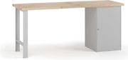 Dílenský pracovní stůl G7, buková spárovka, 2000 x 800 x 840 mm, 1x skříňka, šedá