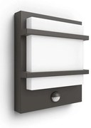 Philips myGarden - Nástěnné venkovní LED svítidlo 23x19 cm, 2700 K, 12 W, se senzorem, antracit 915005554901