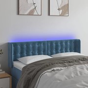 Čelo postele s LED tmavě modré 147 x 16 x 78/88 cm samet