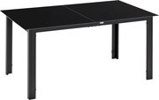 Zahradní stůl Outsunny z hliníku 150 x 90 cm odolný vůči počasí s skleněnou deskou, bufetový stůl pro kempování pro 6 osob, venkovní jídelní stůl pro