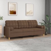 3místná pohovka s polštáři hnědá 180 cm textil 3200793