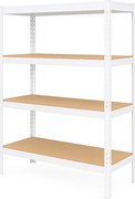 Regál 160x80x40 cm lakovaný 4-policový, nosnost 700 kg - bílý