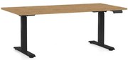 Výškově nastavitelný stůl OfficeTech D, 160 x 80 cm, černá podnož, dub kamenný