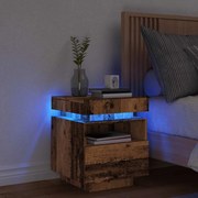 Noční stolek s LED osvětlením old wood 40 x 39 x 48,5 cm