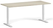 Výškově nastavitelný stůl, 180x80 cm, 1 motor, bílá podnož, dub přírodní
