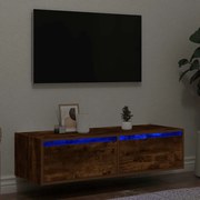 TV skříňka s LED osvětlením kouřový dub 100X35,5x25 cm