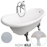 Besco Akrylátová volně stojící vana Otylia Glam S 160x77 (170x77) s přepadem Rozměry (cm): 160x77, Typ a barva výpustě: bez odpadového sifonu, Barva podpěrných nožek: Bílá