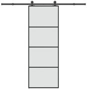 Posuvné dveře s kováním 76x205 cm ESG sklo a hliník 3332864