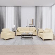 3dílná sedací souprava s polštáři krémová textil 3202072