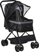 PawHut Dog Buggy Kočárek pro psy a kočky Kočárek pro kočky Oxford Black 76,5 x 52 x 95 cm