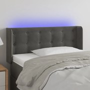Čelo postele s LED tmavě šedé 103 x 16 x 78/88 cm samet