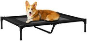 PawHut Dog Lounger Vyvýšený venkovní pelíšek a pohovka pro psy, Oxford Black, 92x76x18cm| Aosom