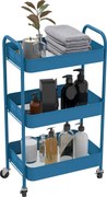 HOMCOM Úložný Vozík s Kolíky 3 Košíky a Ocelový Rám pro Obývací Pokoj, Ložnici, Kancelář a Kuchyň 45x30.6x79 cm Tmavě Modrý | Aosom