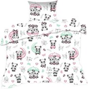 KARO Bavlněné povlečení 90x120 667K panda bílá barva Kids 24 s povlakem na polštář 40x60