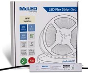 McLED LED pásek - sada 4 m, 240 LED/m, WW, 6 W/m, DC 24V, 500 lm/m, CRI90, IP67, 10 mm, vodič 3 m ML-126.034.90.S04001