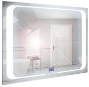 Comodo Zrcadlo závěsné s pískovaným motivem a LED osvětlením Nikoletta LED 4 Typ: dotykový vypínač a digitální display s hodinami, Rozměry (cm): 100x65 - (Nikoletta LED 4/100)