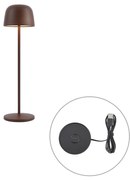 Stolní lampa rezavě hnědá vč. LED dobíjecí s nabíjecí stanicí IP65 - Raika