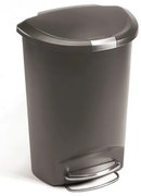 Půlkulatý pedálový koš 50 l, šedý plast, šedá