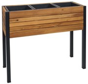 Květináč HWC-L22, 75x81x30cm, hliník, akáciové dřevo - hnědá