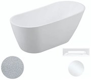Besco Akrylátová volně stojící vana Melody Glam S 150x80 (170x80) Barva: Bílá/stříbrná, Rozměry (cm): 150x80, Typ a barva výpustě: Click-Clack s přepadem, bílá