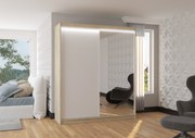 ADRK Furniture Posuvná skříň se zrcadlem a LED osvětlením VIKI 180 SW-VIK-S+W-180+L-V345