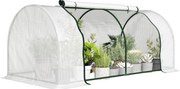 Outsunny skleník z PE s vyztuženou fólií — mrazuvzdorný ocelový tunel pro balkon a zahradu, 200 × 100 × 80 cm — bílý | Aosom