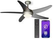 Klarstein Bolero 2 v 1 Smart, stropní ventilátor, Ø 132 cm, světlo 55 W, dálkové ovládání, ovládání přes aplikaci, dvousměrný provoz