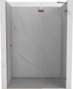 Mexen Lunar, otočné sprchové dveře pravé 130 cm, 8mm čiré sklo, měděný matný profil, 834-130-000-65-00-P