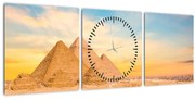 Obraz egyptských pyramid (s hodinami) (90x30 cm)