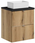 Závěsná skříňka Nova Oak Gaja I s deskou a umyvadlem 50 cm dub coast evoke/černá