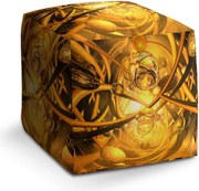 Sablio Taburet Cube Žlutá abstrakce - 50x50x50 cm