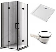 BPS-koupelny Čtvercový sprchový kout HYD-SK08D 100x100 černá/transparent + vanička HYD-SSV-ST06A bílá