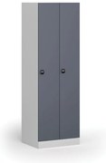 Kovová šatní skříňka S1, 2 oddíly, 1850 x 600 x 500 mm, RFID zámek, tmavě šedé dveře