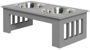 PawHut miska pro psy se 2 miskami 0,9 l vyvýšená miska na krmivo pro kočky snadná údržba nerezová ocel šedá 44 x 24 x 15 cm | Aosom.de