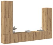 Sada 4 kusů nástěnné TV skříňka dub artisan kompozitní dřevo 3329218