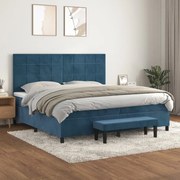 Box spring postel s matrací tmavě modrá 200x200 cm samet