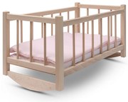Dřevěná postýlka-kolébka pro panenky s povlečením Baby Mix