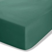 Tmavě zelené napínací perkálové prostěradlo 90x190 cm Easy Iron Percale – Catherine Lansfield