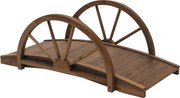 Dřevěný zahradní most Outsunny s designem kol, most přes rybník do 150 kg nosnosti, dekorativní most, zahradní park dvůr 100 x 50 x 37 cm Uhlově šedá
