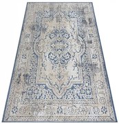 Koberec Strukturální SOLE D3871 Ornament, rám - ploché tkaní modrý /